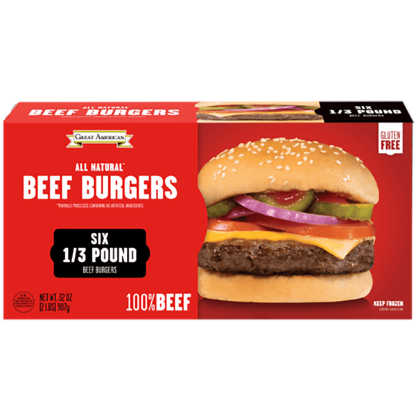 Great American 1/3 Pund Burgers – Seabra Foods Online